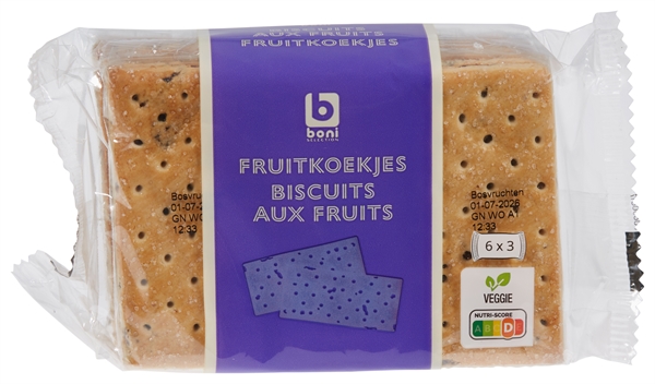 BONI SELECTION Fruitkoekjes gezondheidsscore - Testaankoop gezond