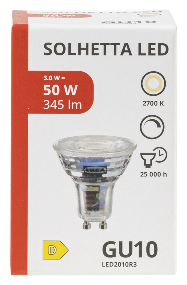 IKEA SOLHETTA SPOT LED GU10 345 LUMEN, DIMBAAR test en review - Testaankoop