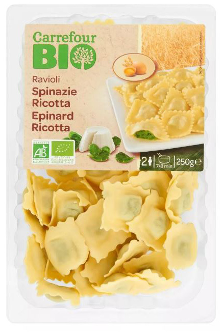 CARREFOUR BIO RAVIOLI SPINAZIE RICOTTA gezondheidsscore - Testaankoop ...