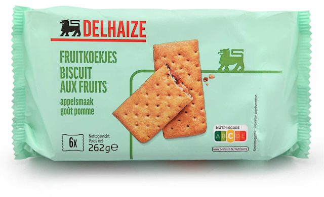 DELHAIZE Fruitkoekjes appelsmaak gezondheidsscore - Testaankoop gezond
